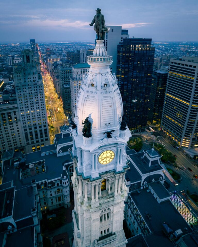Drone Above Philly City Hall Print - Uncovering PA